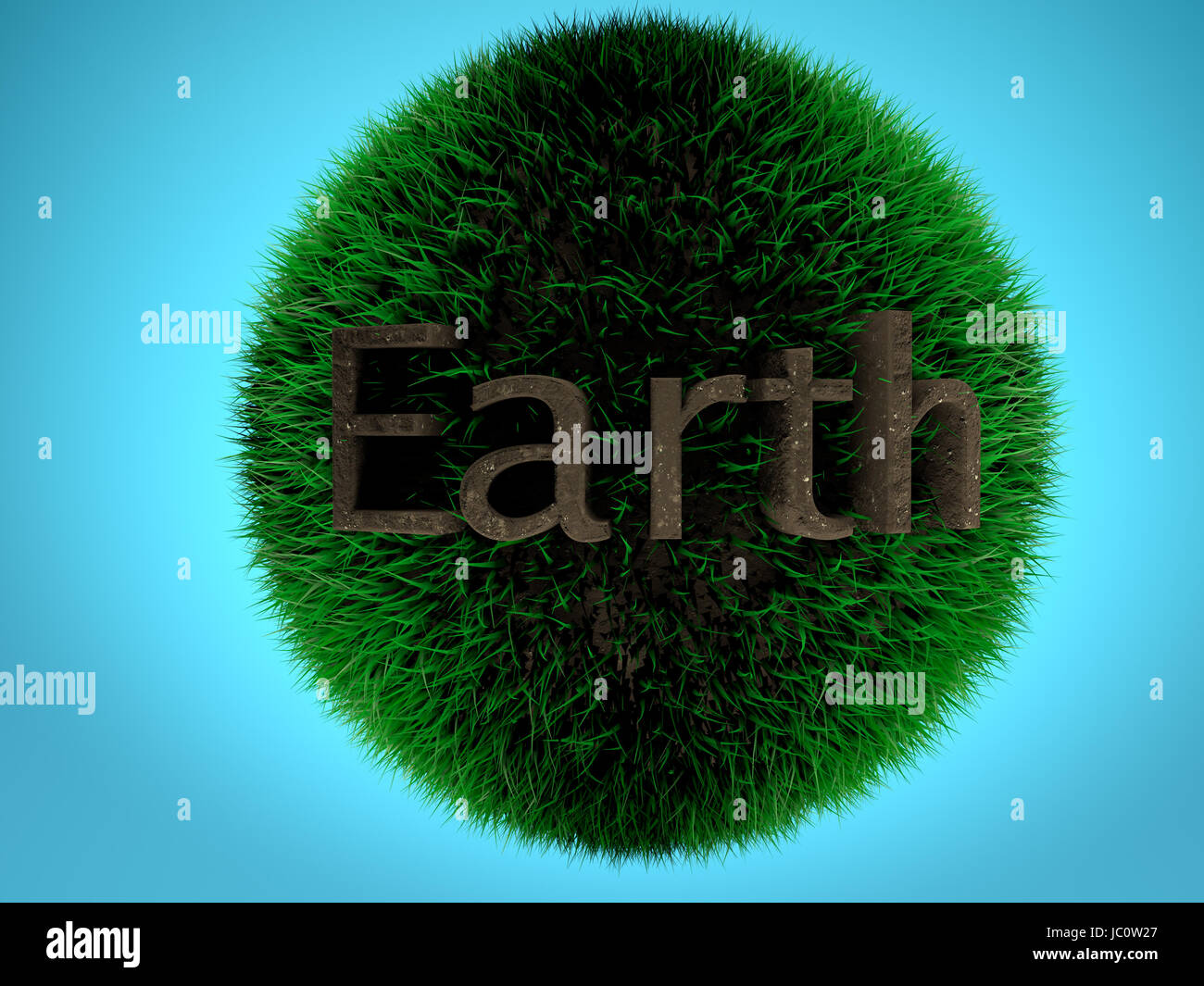 Word Earth written by letters made of soil on grass sphere. Concept of ...