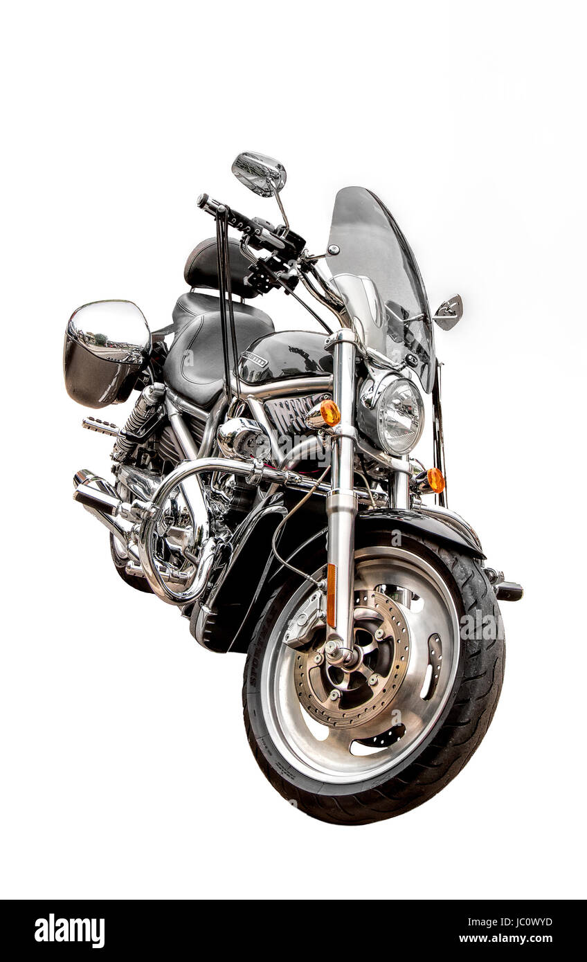 Motorcycle photographed isolated and placed against a white background ...
