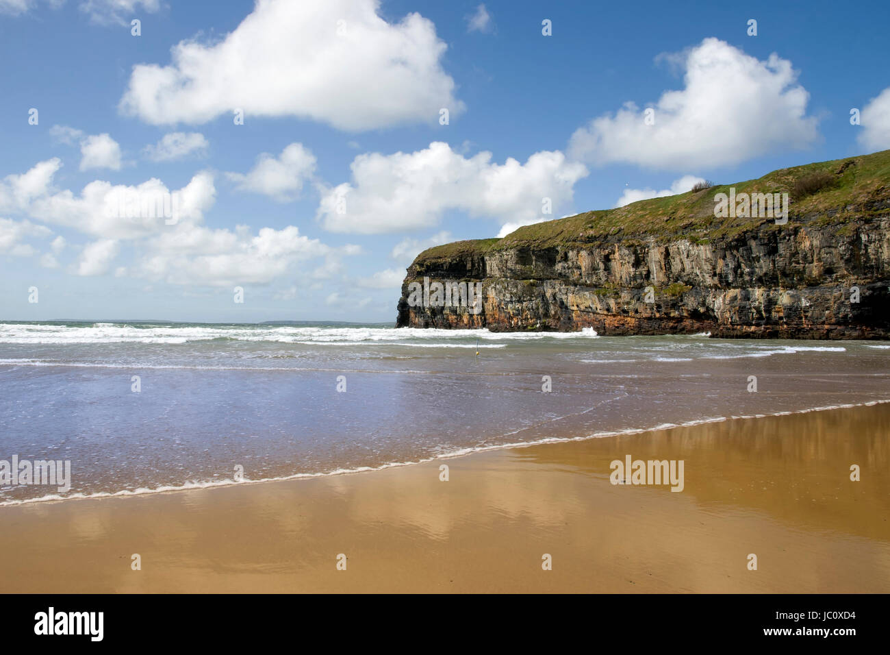Ballybunion beach and cliffs on the Atlantic coast in Ireland with ...