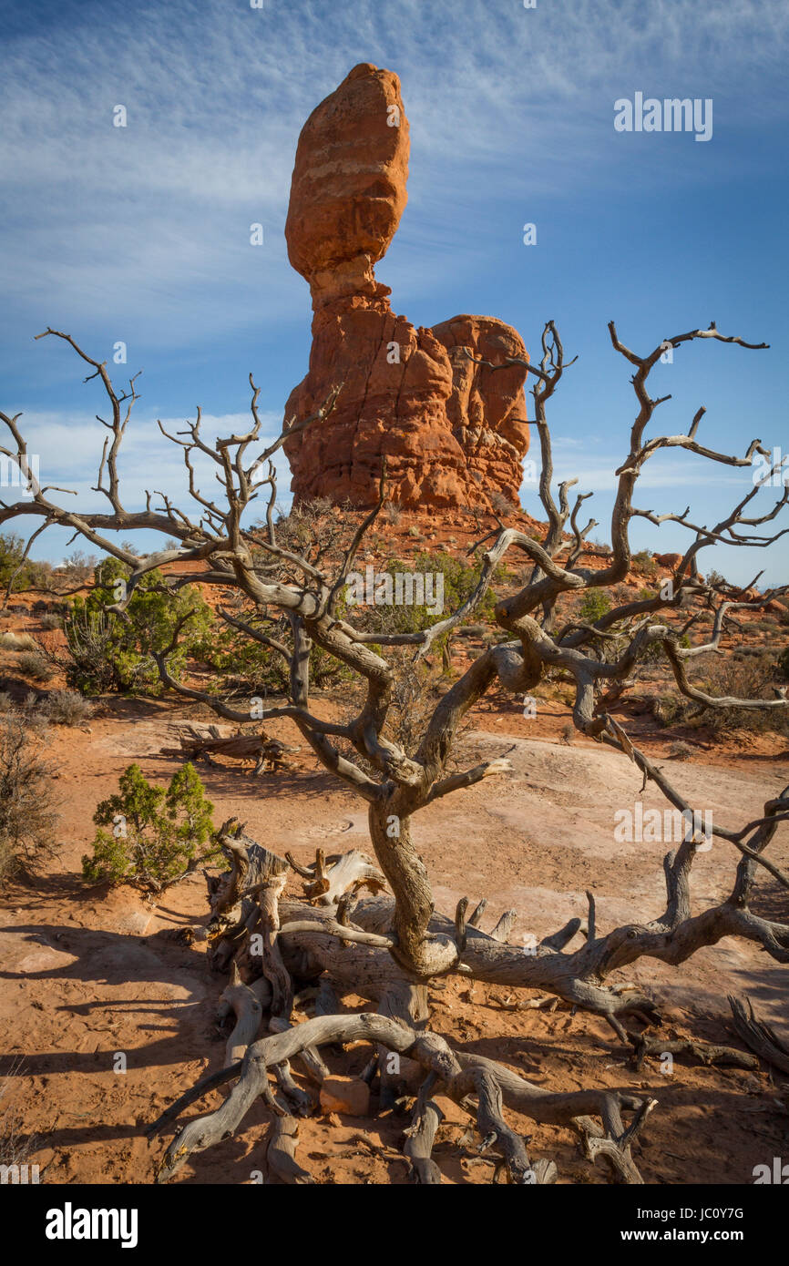 Balanced Rock, natural formation in Arches National Park, Utah, USA ...