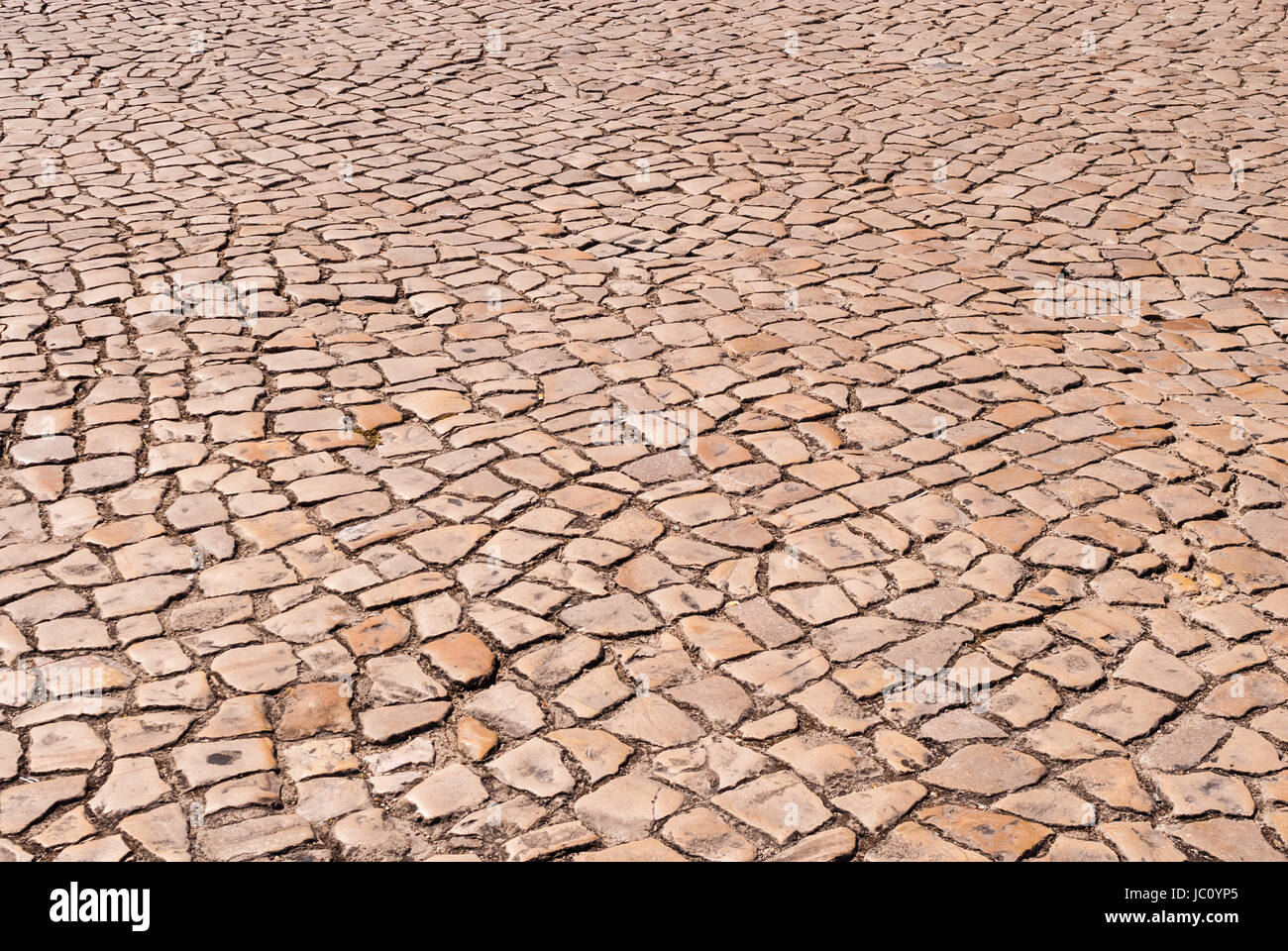 Receding cobblestone ground pattern texture background Stock Photo - Alamy