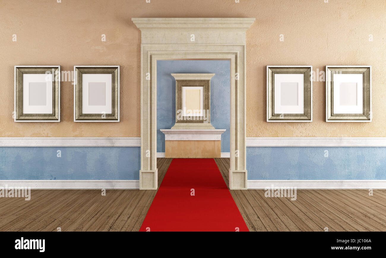 Museum in classic style with precious picture on the back wall Stock ...