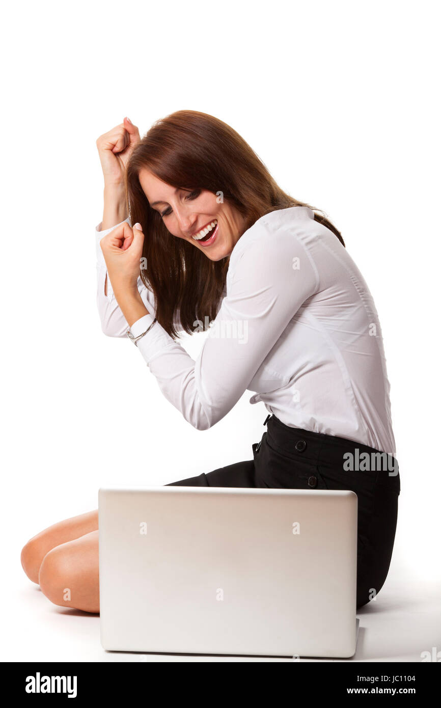 Business frau mit einem notebook hi-res stock photography and images ...