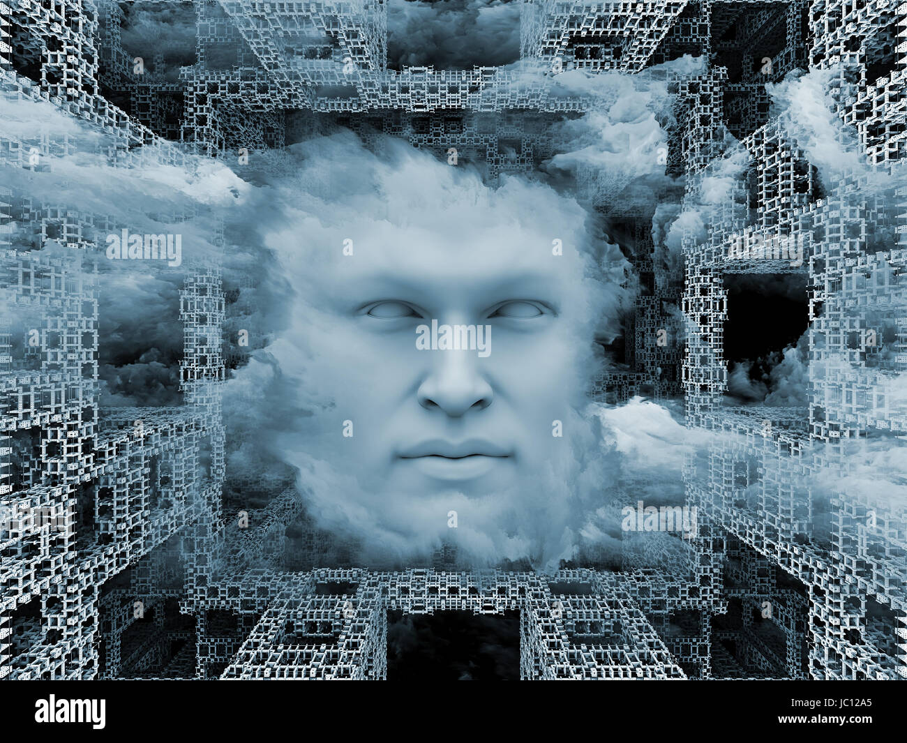 Anthropocentric series. Creative arrangement of human face and design ...