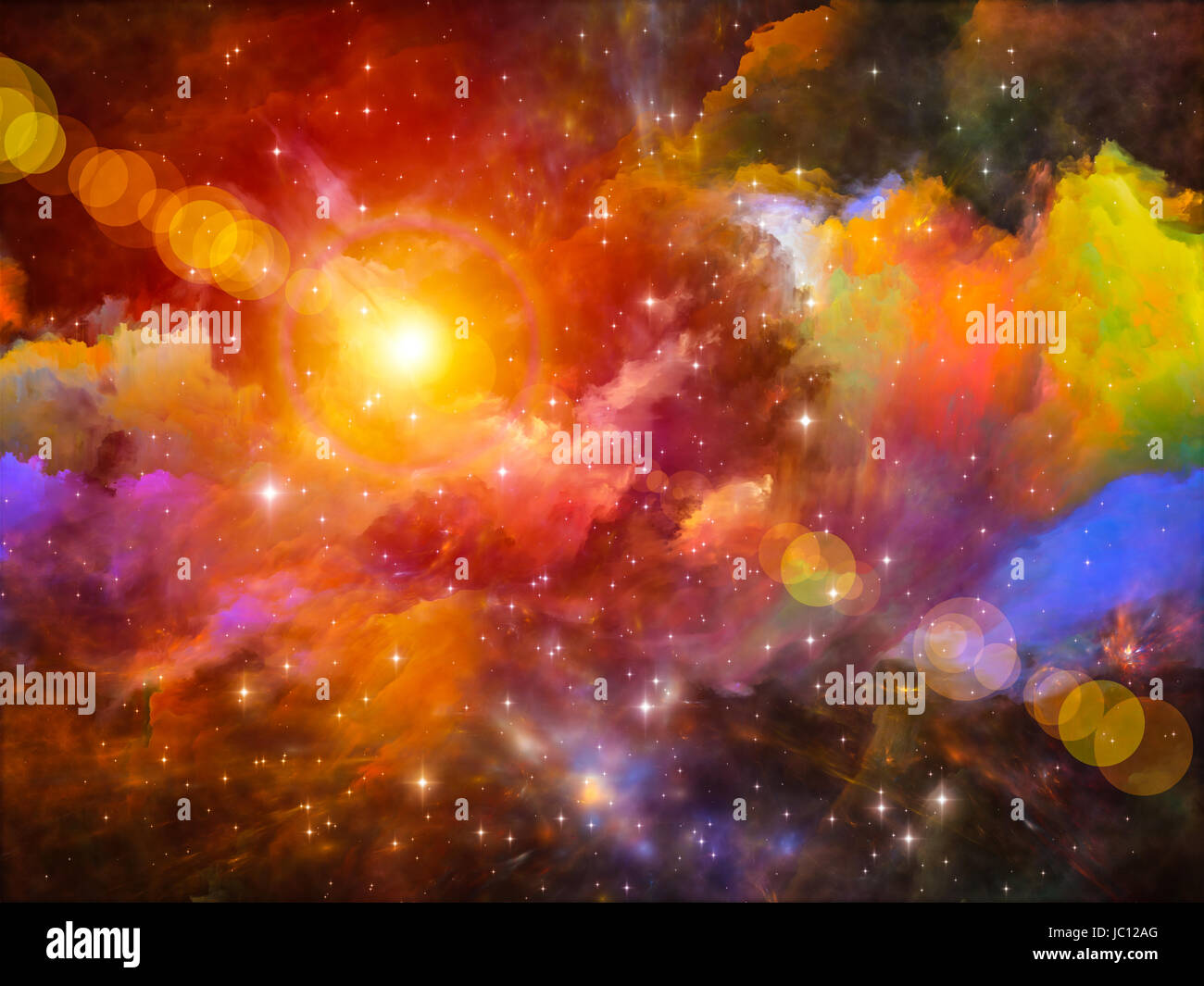 Colors in Space series. Background design of colorful clouds and space ...