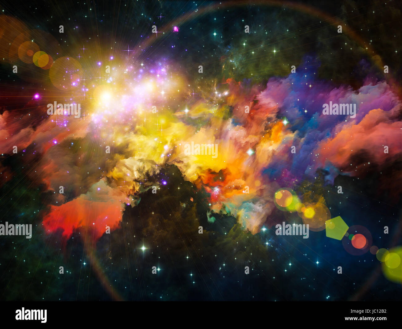 Colors in Space series. Composition of colorful clouds and space ...