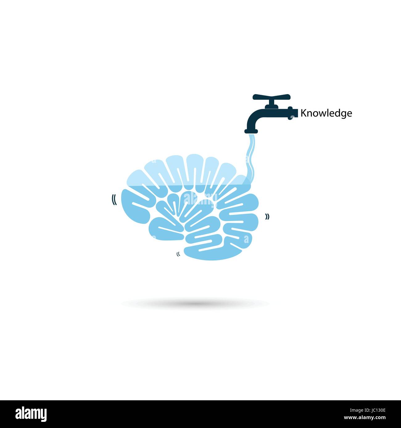 Brains icon and water tap symbol with Knowledge filling concept ...