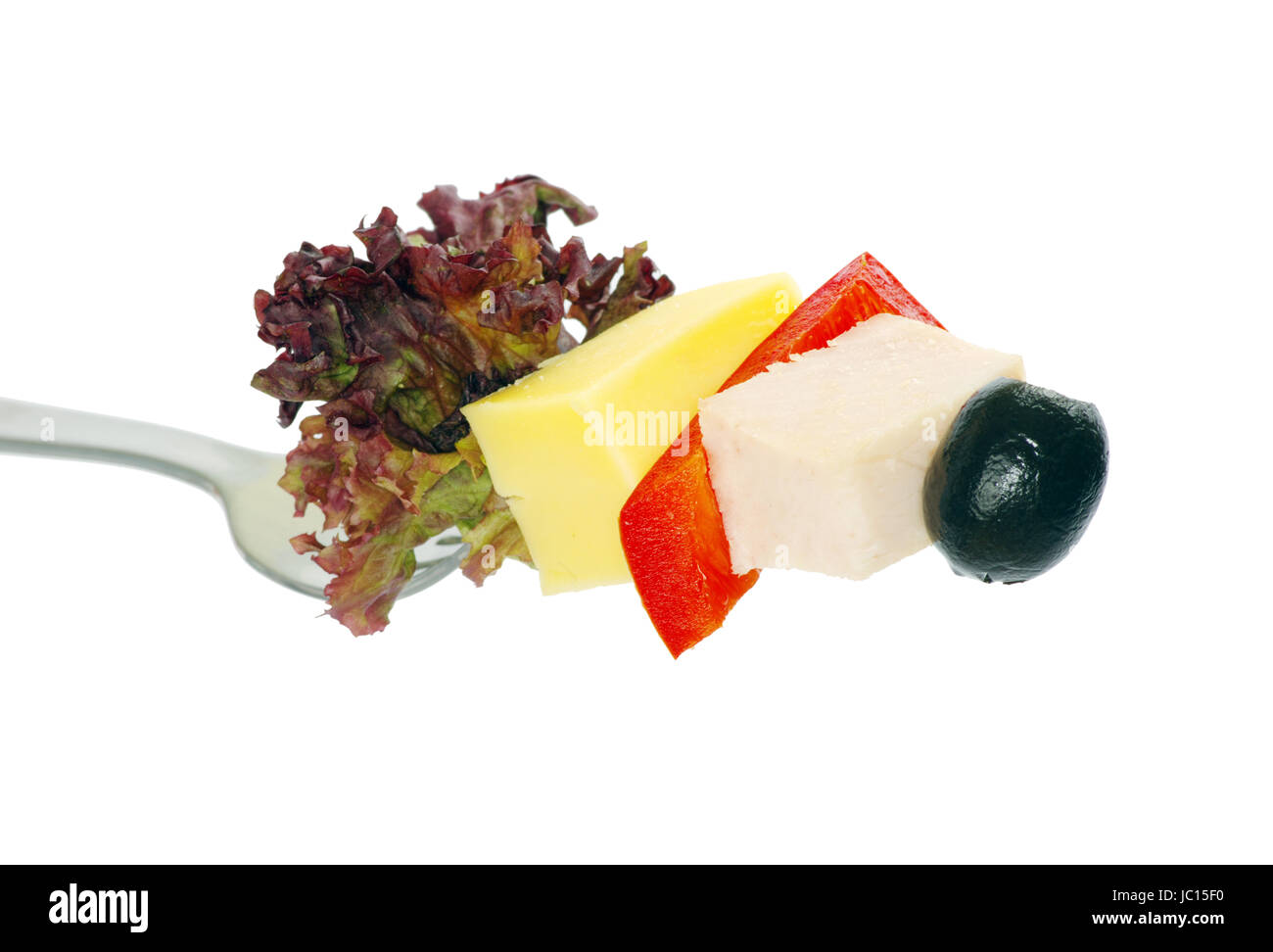 food on fork isolated on white background Stock Photo - Alamy