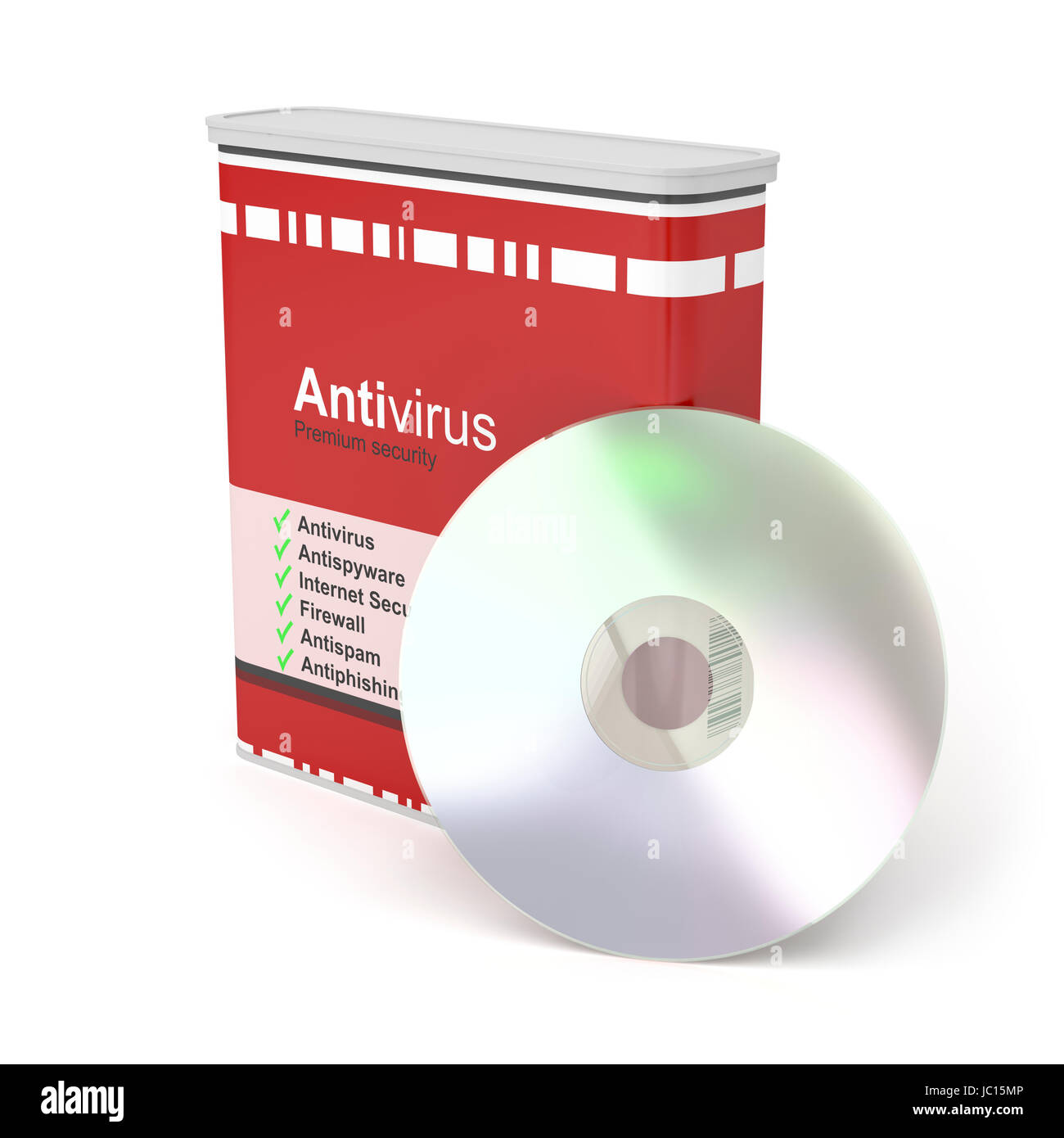 Antivirus software box and disc on white background Stock Photo - Alamy