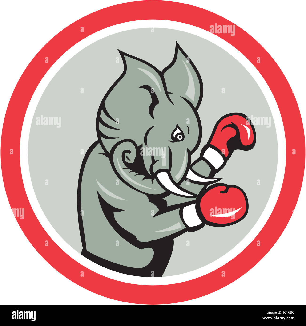 Illustration of an elephant mascot boxer boxing with gloves viewed from ...