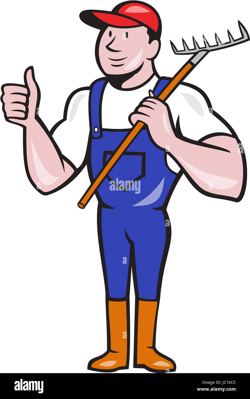 Cartoon farmer holding rake hi-res stock photography and images - Alamy
