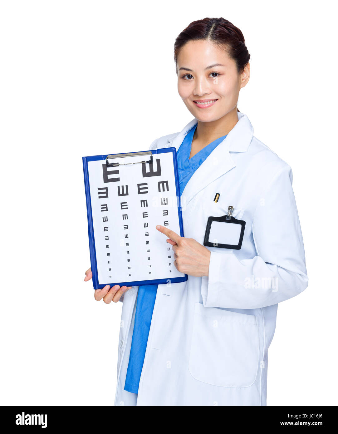 Female optical doctor with eye chart Stock Photo - Alamy
