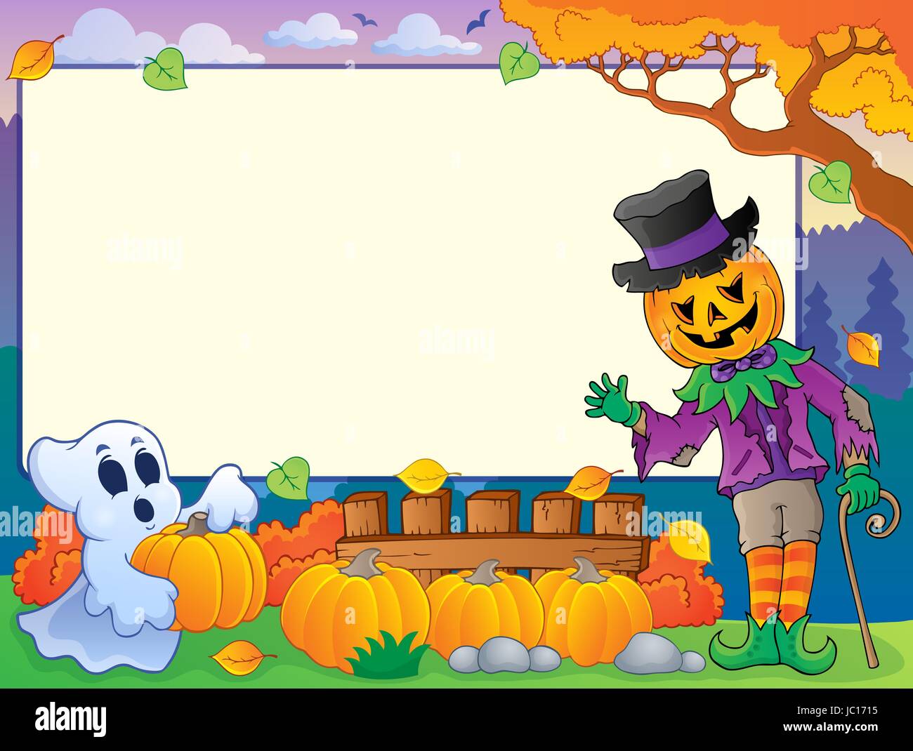 Autumn frame with Halloween theme 4 - picture illustration Stock Photo ...