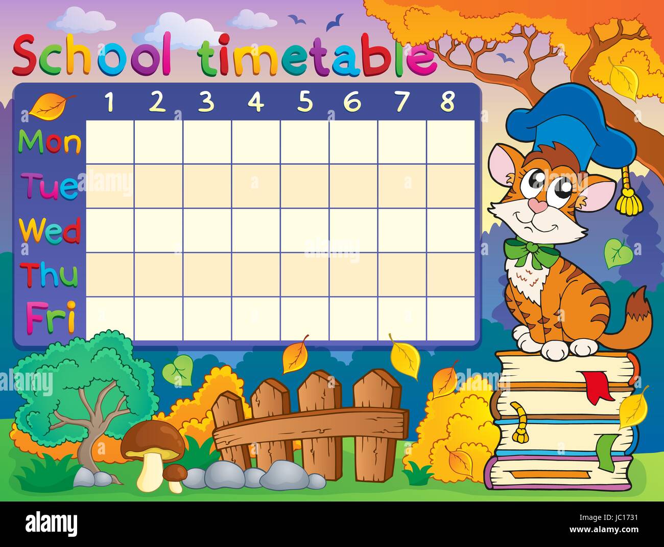 School timetable composition 4 - picture illustration Stock Photo - Alamy