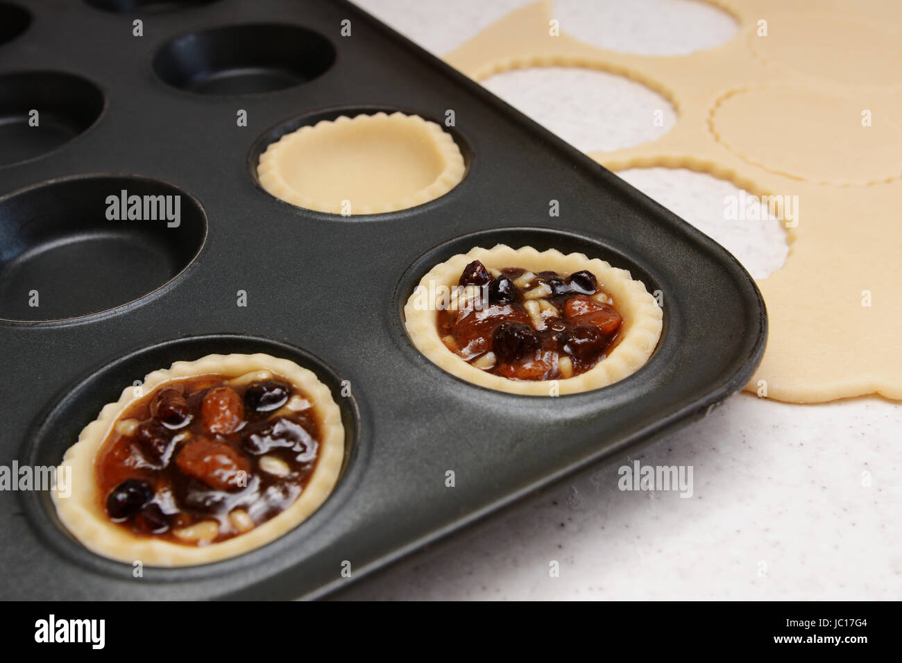 Making mince pies - pastry cases filled with traditional mincemeat ...