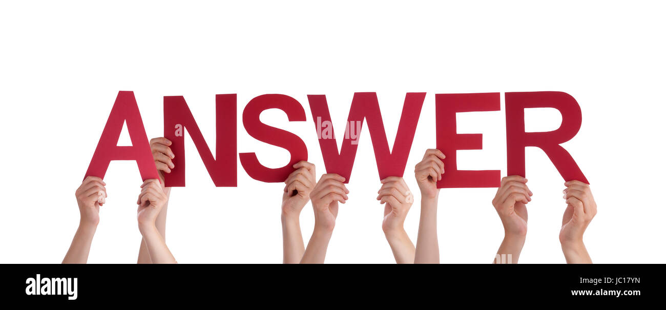 Many People Holding the Red Word Answer, Isolated Stock Photo - Alamy