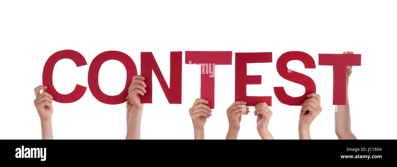 Many People Holding the Word Contest, Isolated Stock Photo - Alamy