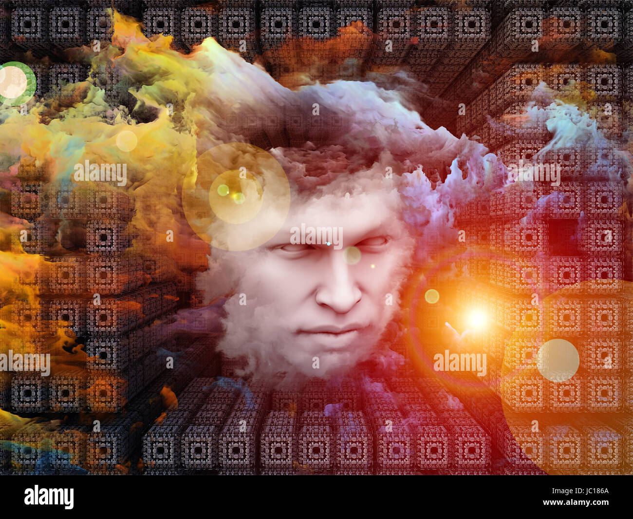 Anthropocentric series. Background design of human face and design ...