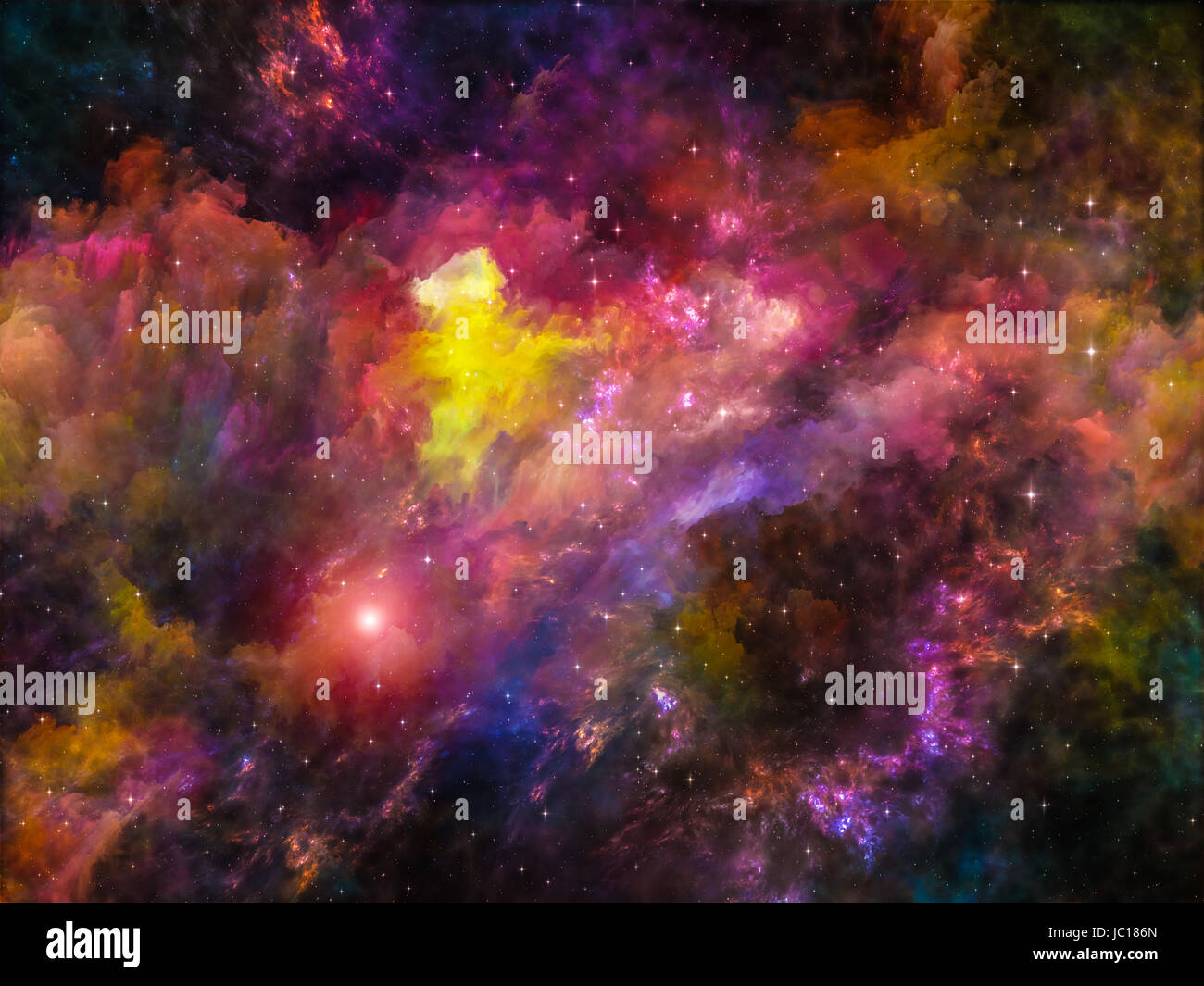 Colors in Space series. Design composed of colorful clouds and space ...