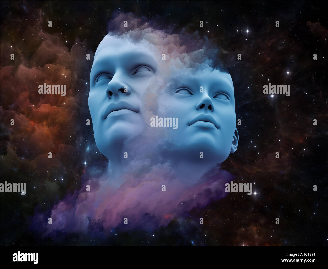 Human Dreams series. Background design of Fused human forms, fractal ...