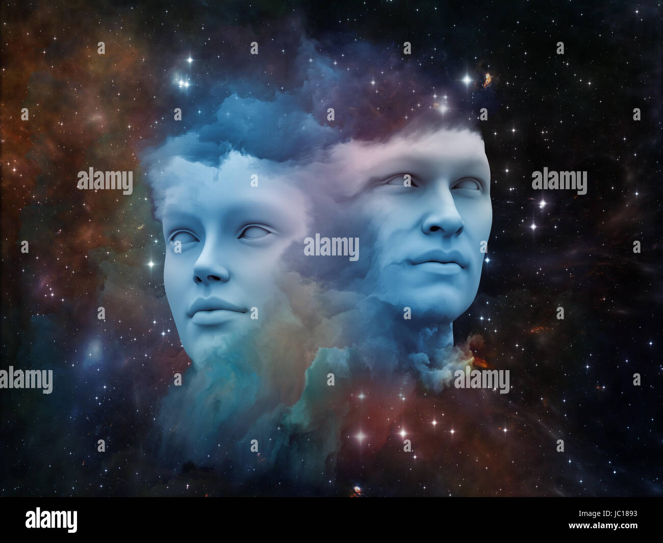 Human Dreams series. Backdrop of Fused human forms, fractal shapes and ...