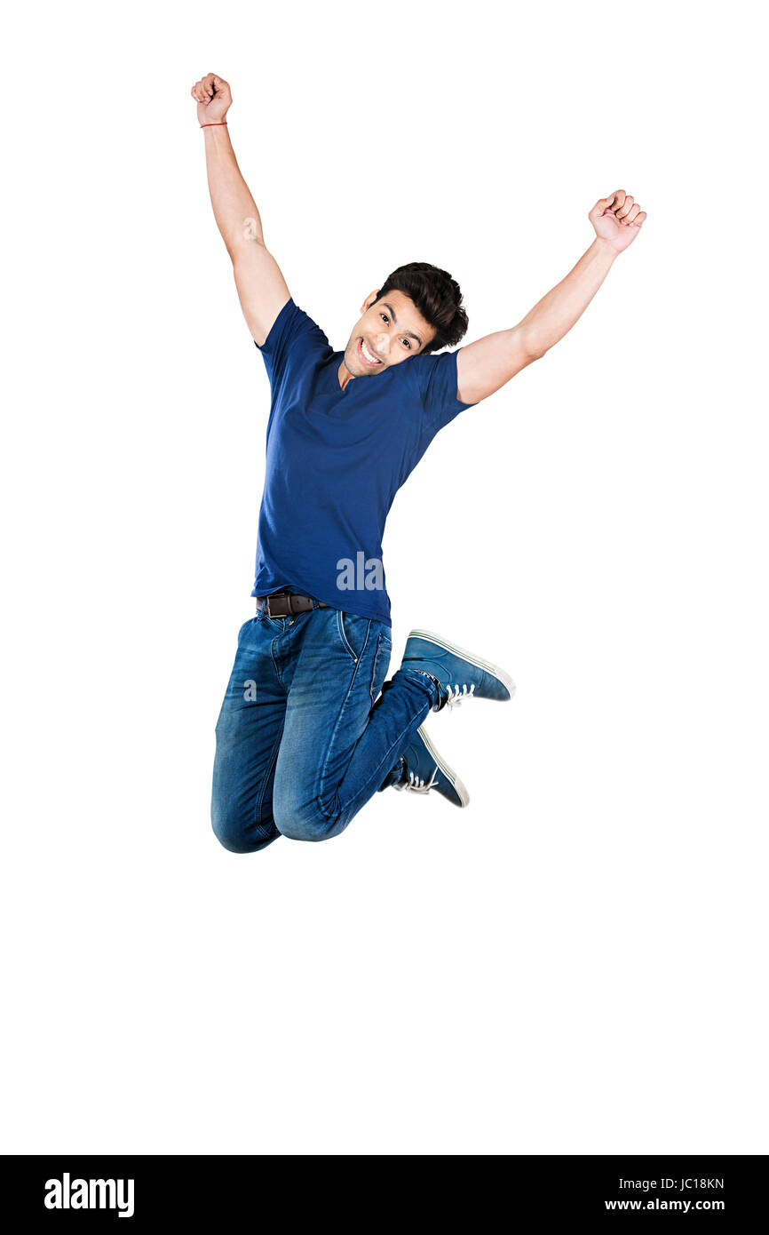 Young man jumping energy hi-res stock photography and images - Alamy