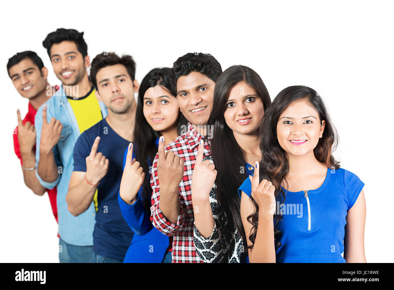 Election Finger Marking Showing Voting Group Boys Girls Stock Photo - Alamy