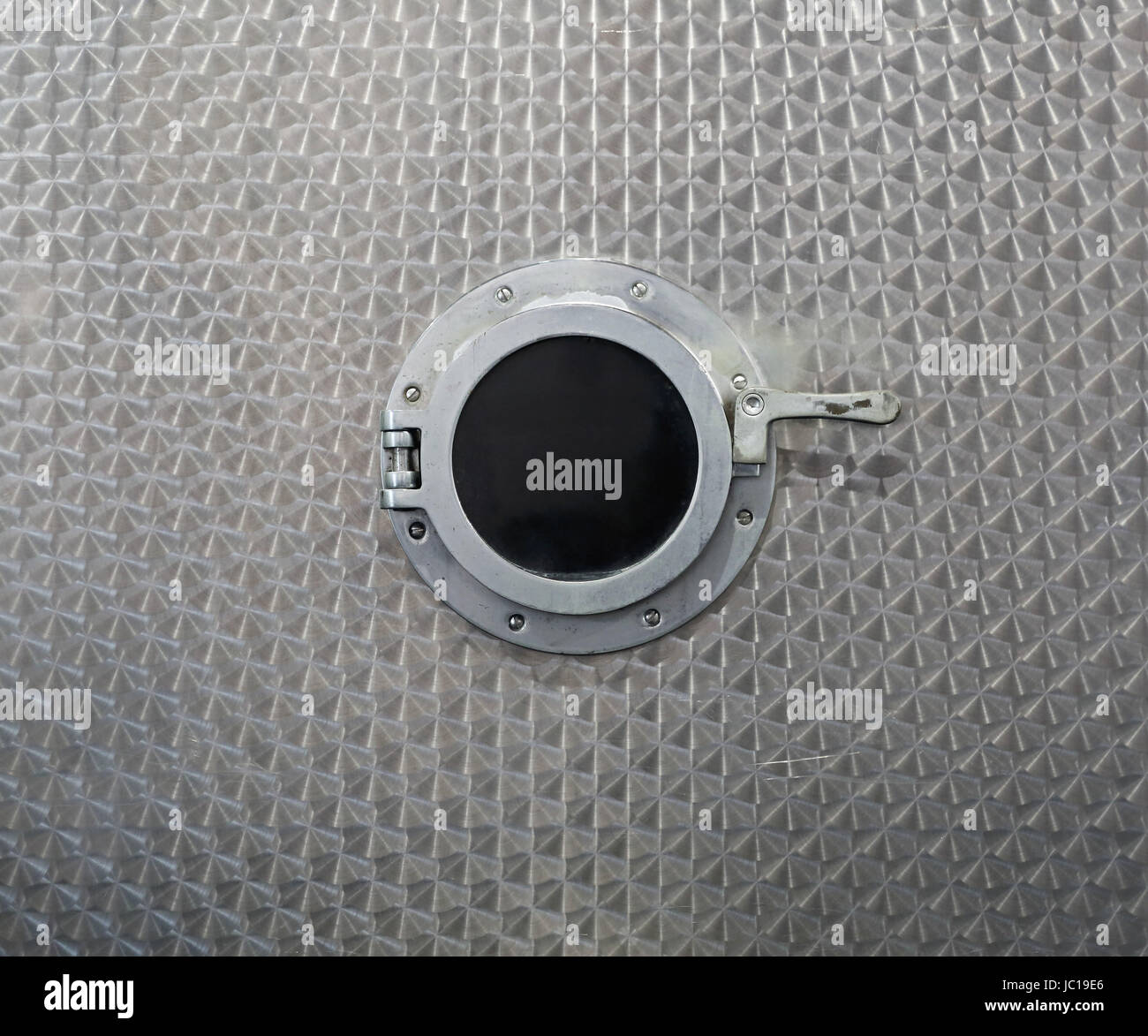 Round window at stainless steel tank barrel Stock Photo - Alamy