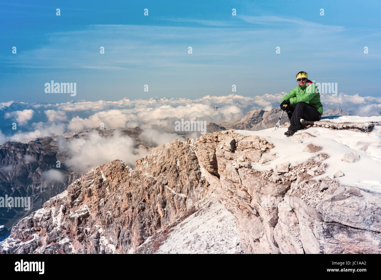 hiking sport woman in mountains Dolomites, Italy Stock Photo - Alamy