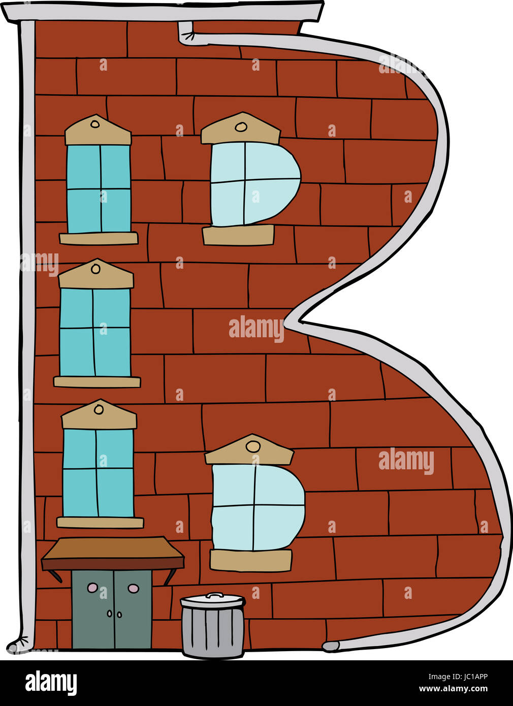 Hand drawn cartoon letter B apartment building Stock Photo - Alamy
