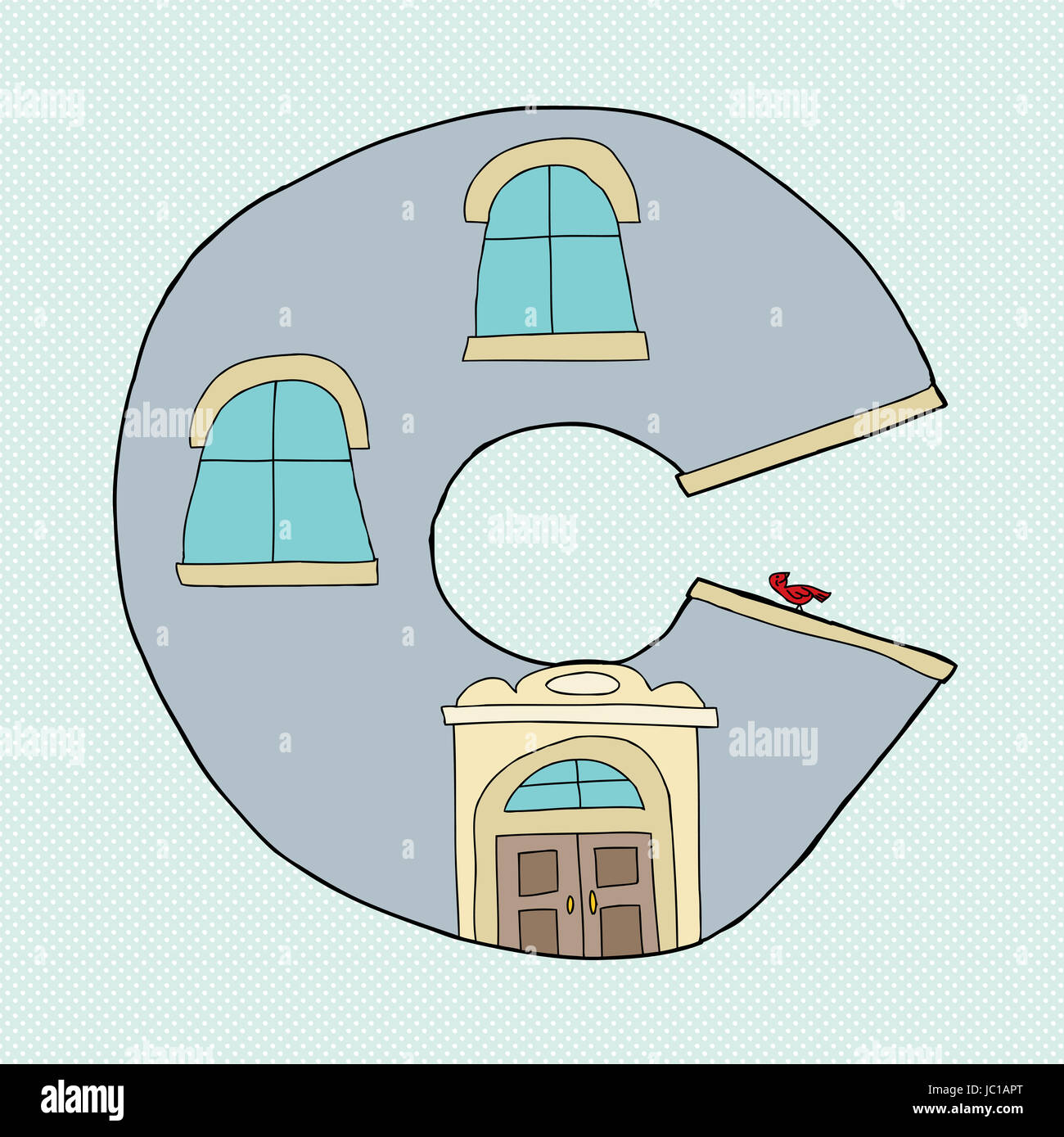 Hand drawn cartoon letter C house icon Stock Photo - Alamy