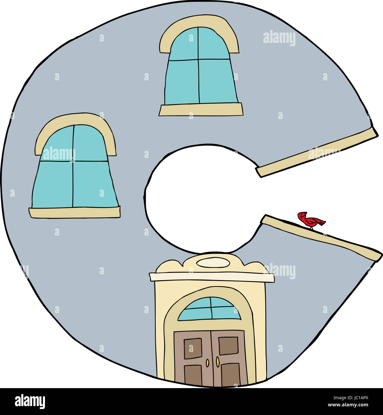 Hand drawn cartoon letter C over white background Stock Photo - Alamy