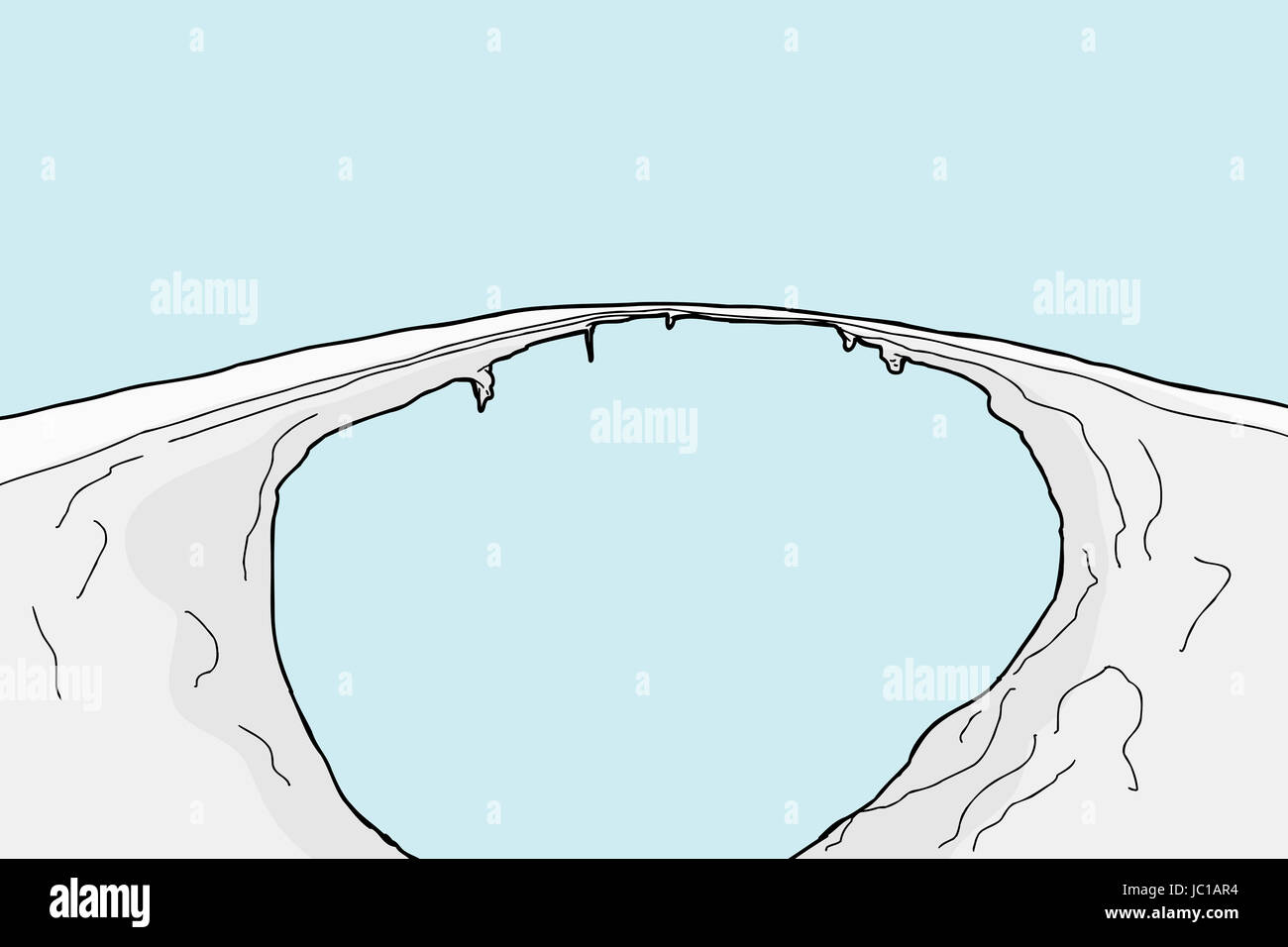 Cartoon background of dangerous icy footpath over abyss Stock Photo - Alamy