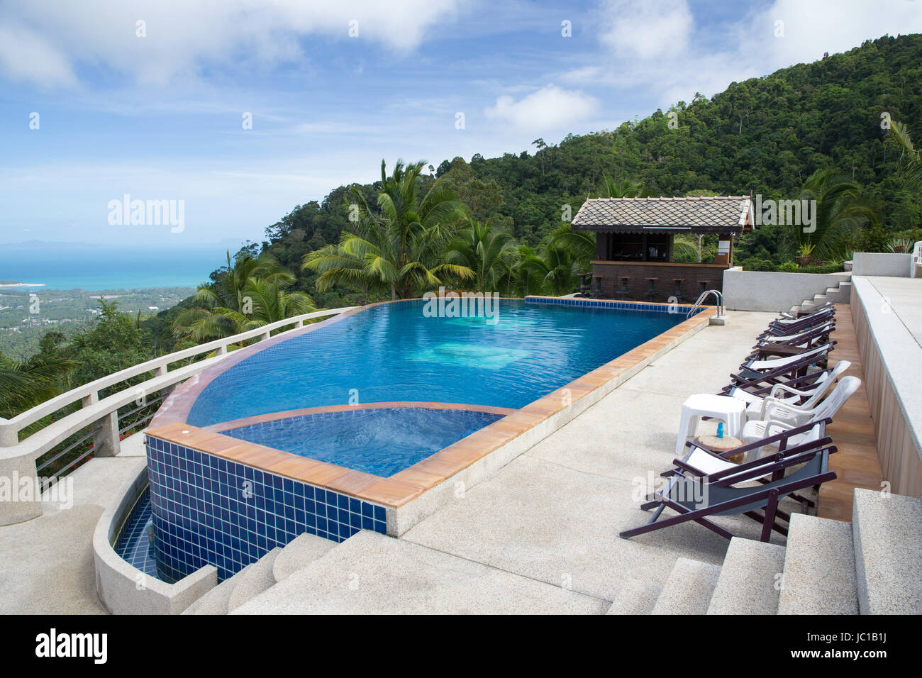 tropical swimming pool with coconut tree Stock Photo - Alamy