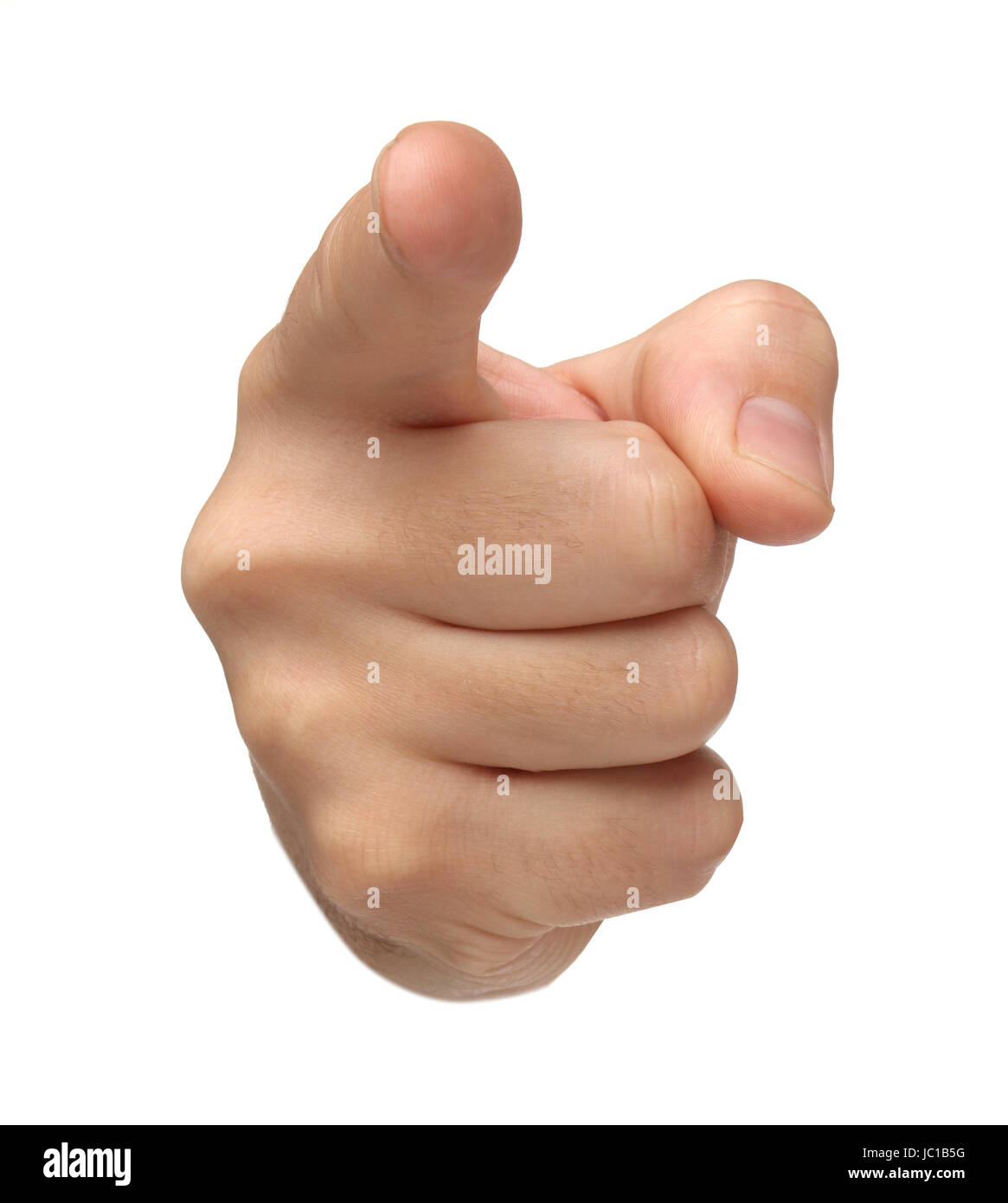 Accused. Pointing hand isolated on white background Stock Photo - Alamy