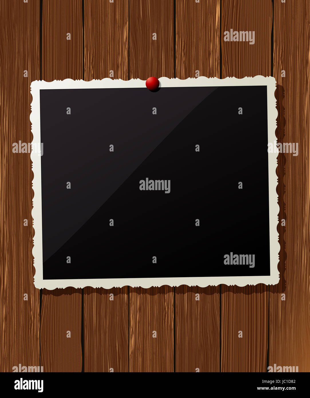 Vintage photo frame pinned on the wooden wall Stock Photo - Alamy