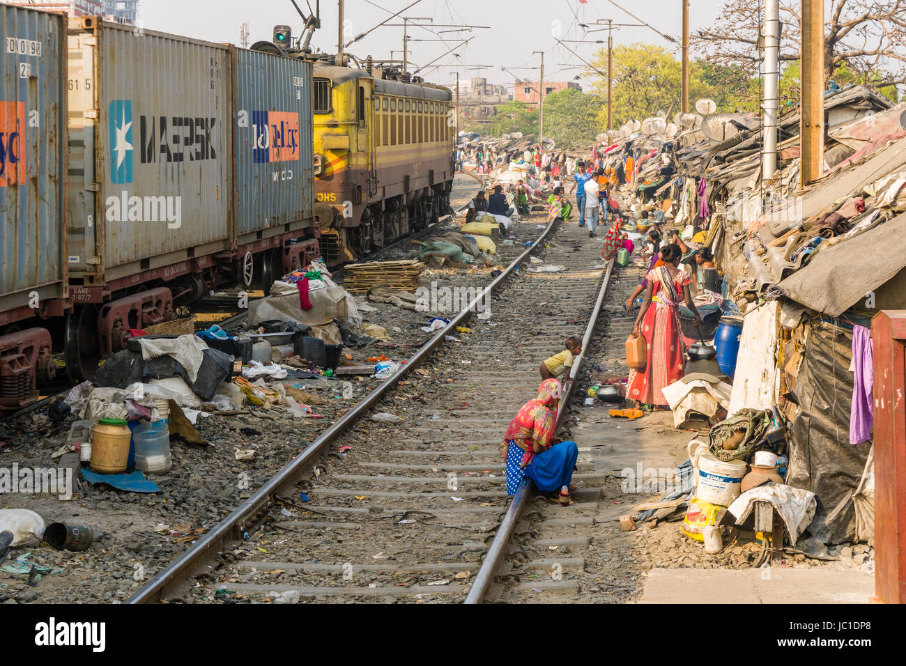 The dwellings and huts in Park Circus slum area are located right next ...