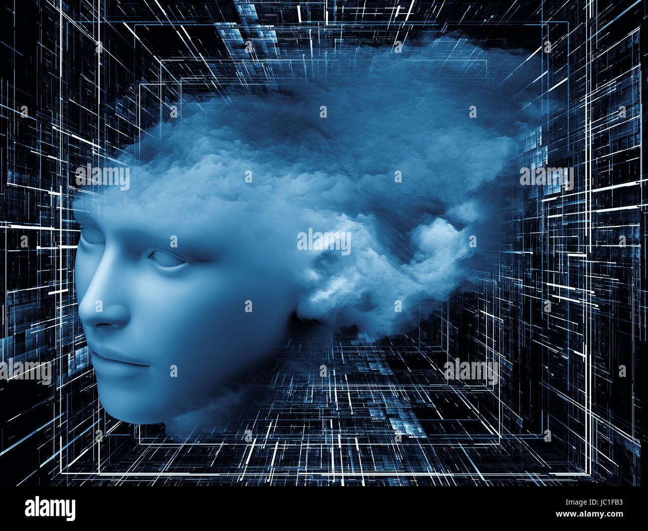 Fractal Mind series. Creative arrangement of human head and fractal ...