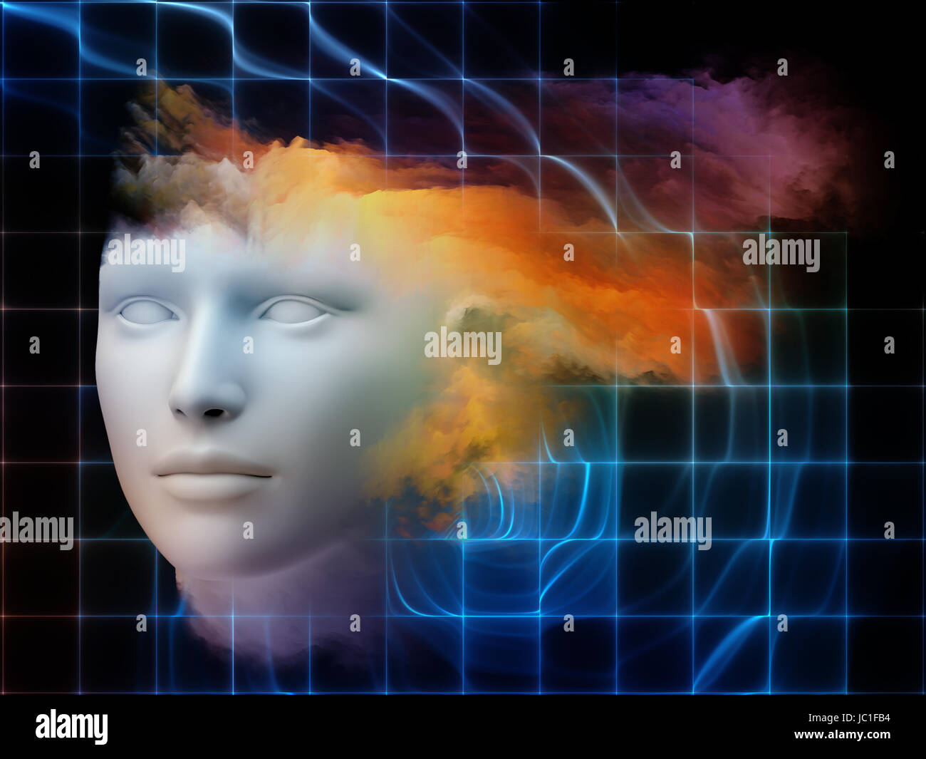 Colorful Mind series. Arrangement of human head and fractal colors on ...