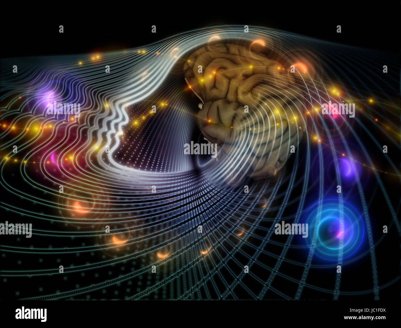 Human Mind series. Graphic composition of brain, human outlines and ...