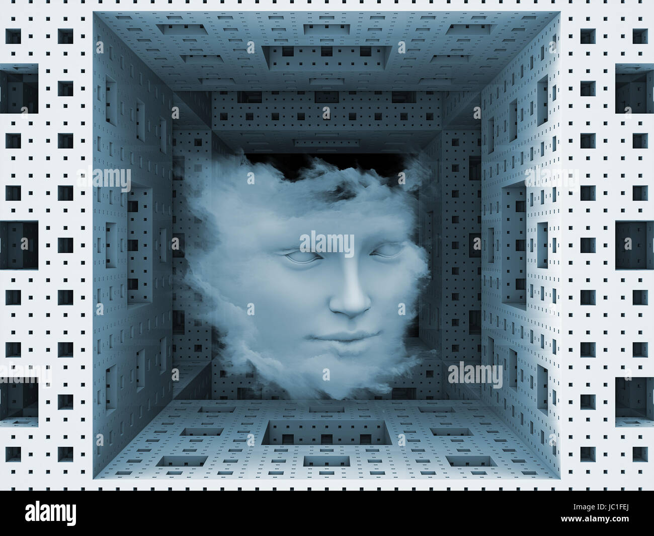 Anthropocentric series. Backdrop of human face and design elements on ...