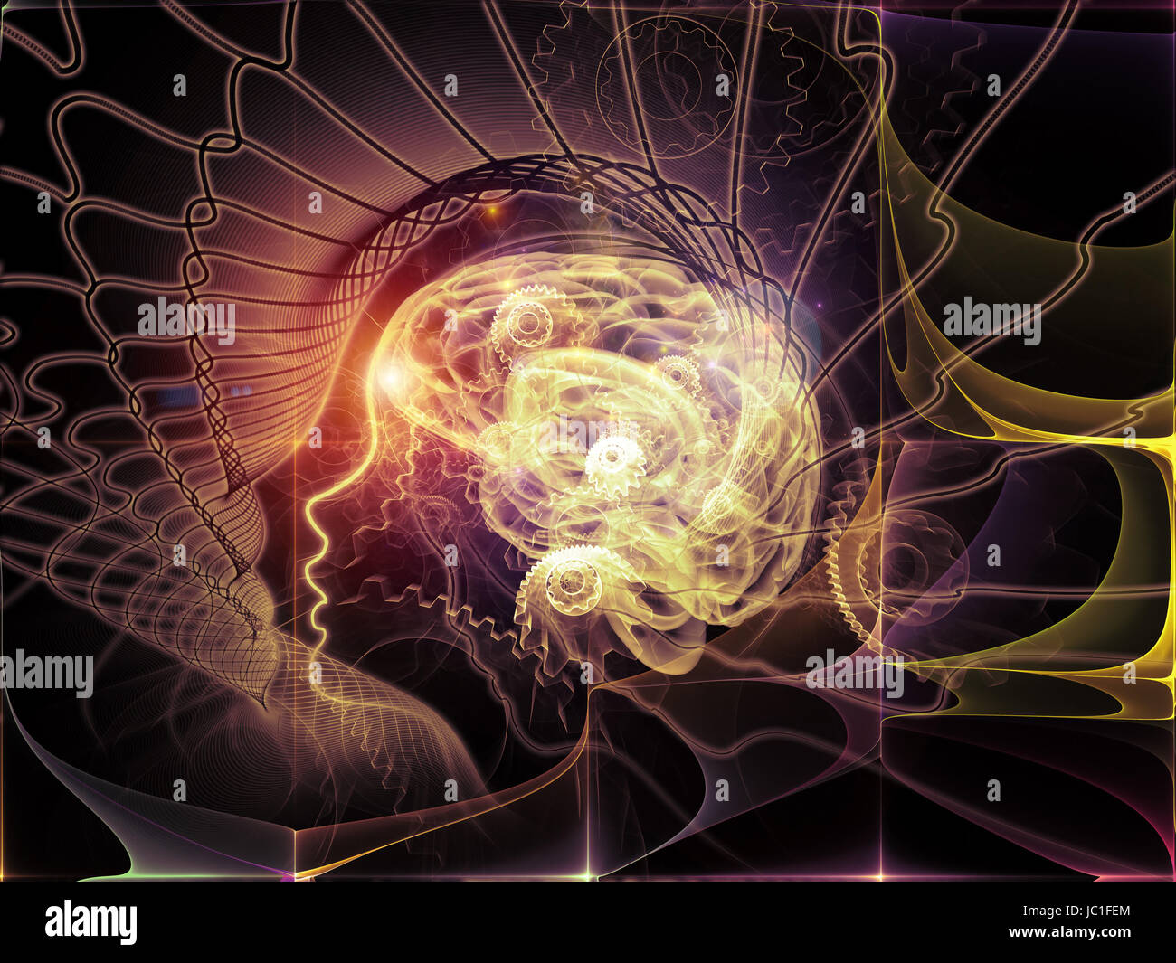 Human Mind series. Background design of brain, human outlines and ...