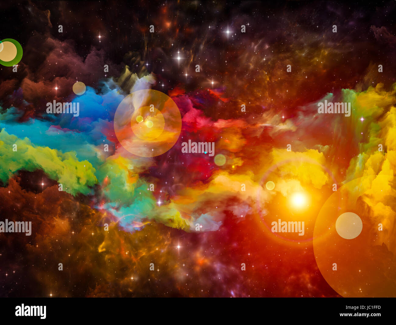 Colors in Space series. Composition of colorful clouds and space ...