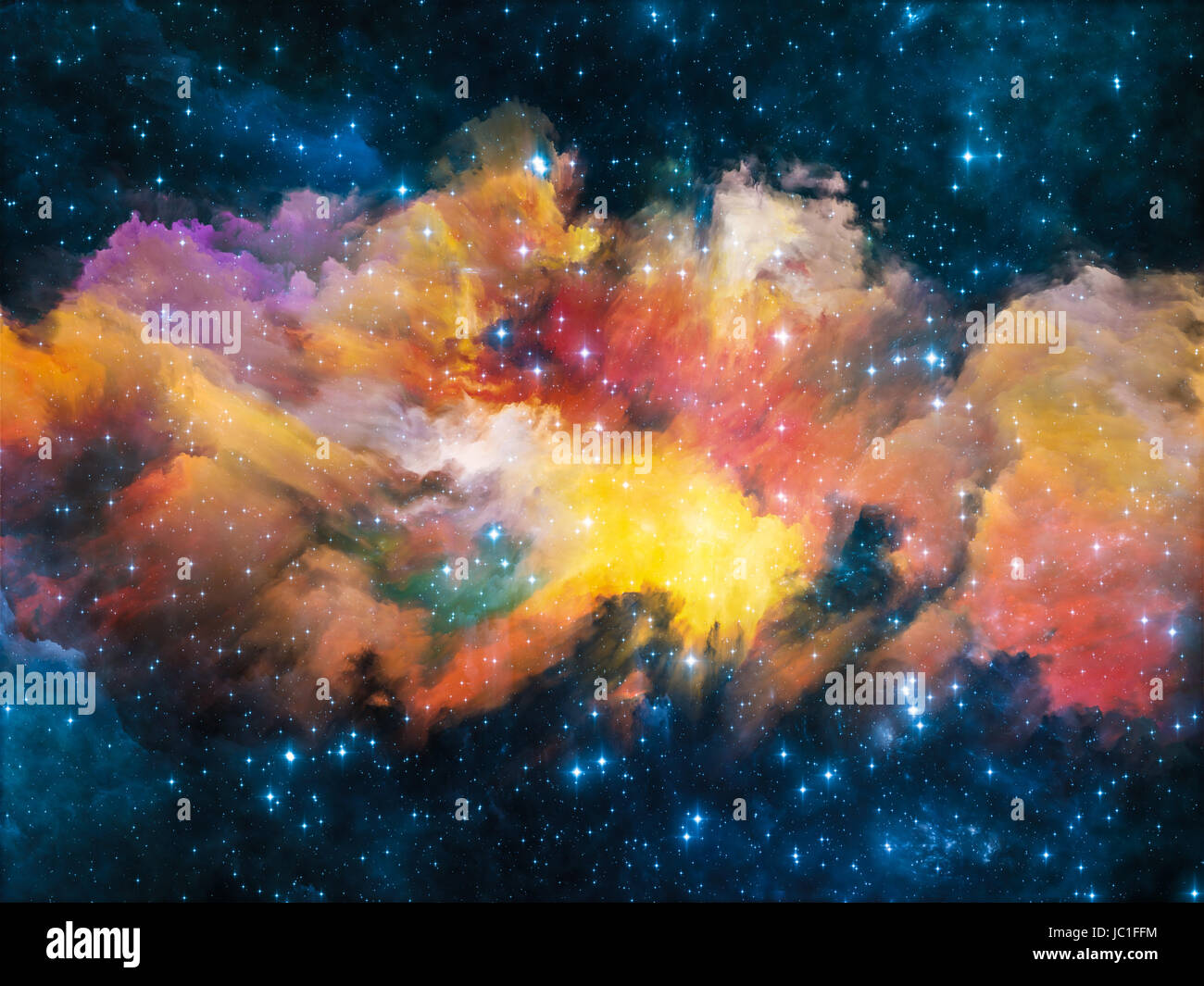 Colors in Space series. Composition of colorful clouds and space ...