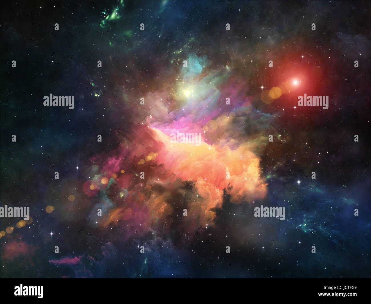 Colors in Space series. Abstract design made of colorful clouds and ...