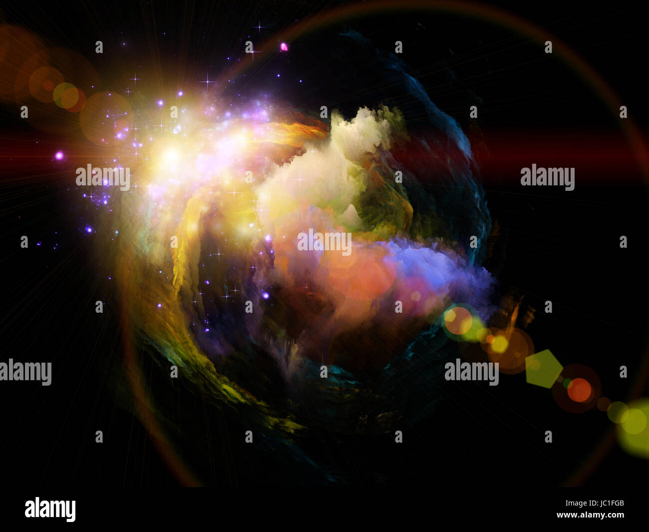 Colors in Space series. Composition of colorful clouds and space ...