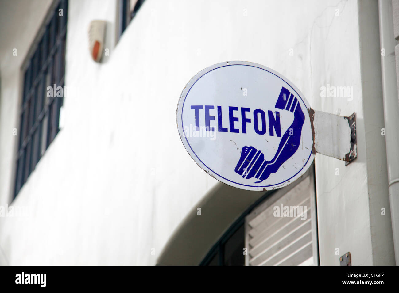 Telephone sign, Photographed in Bucharest, Romania Stock Photo - Alamy
