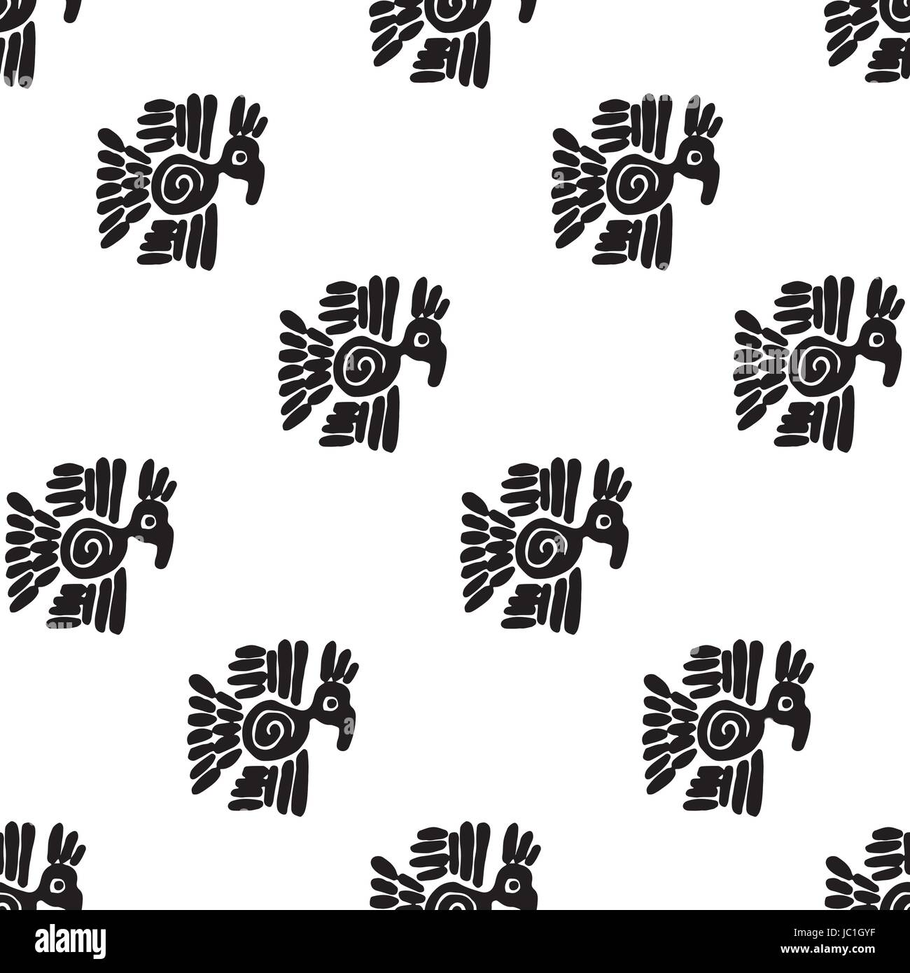 Seamless maya pattern. Black and white ethnic elements Stock Vector ...