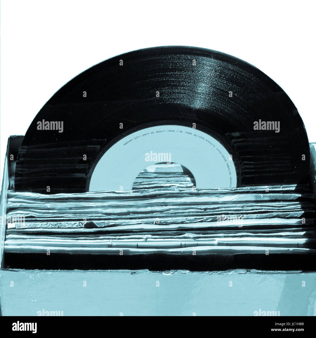 A picture of Vinyl record music recording support - cool cyanotype ...
