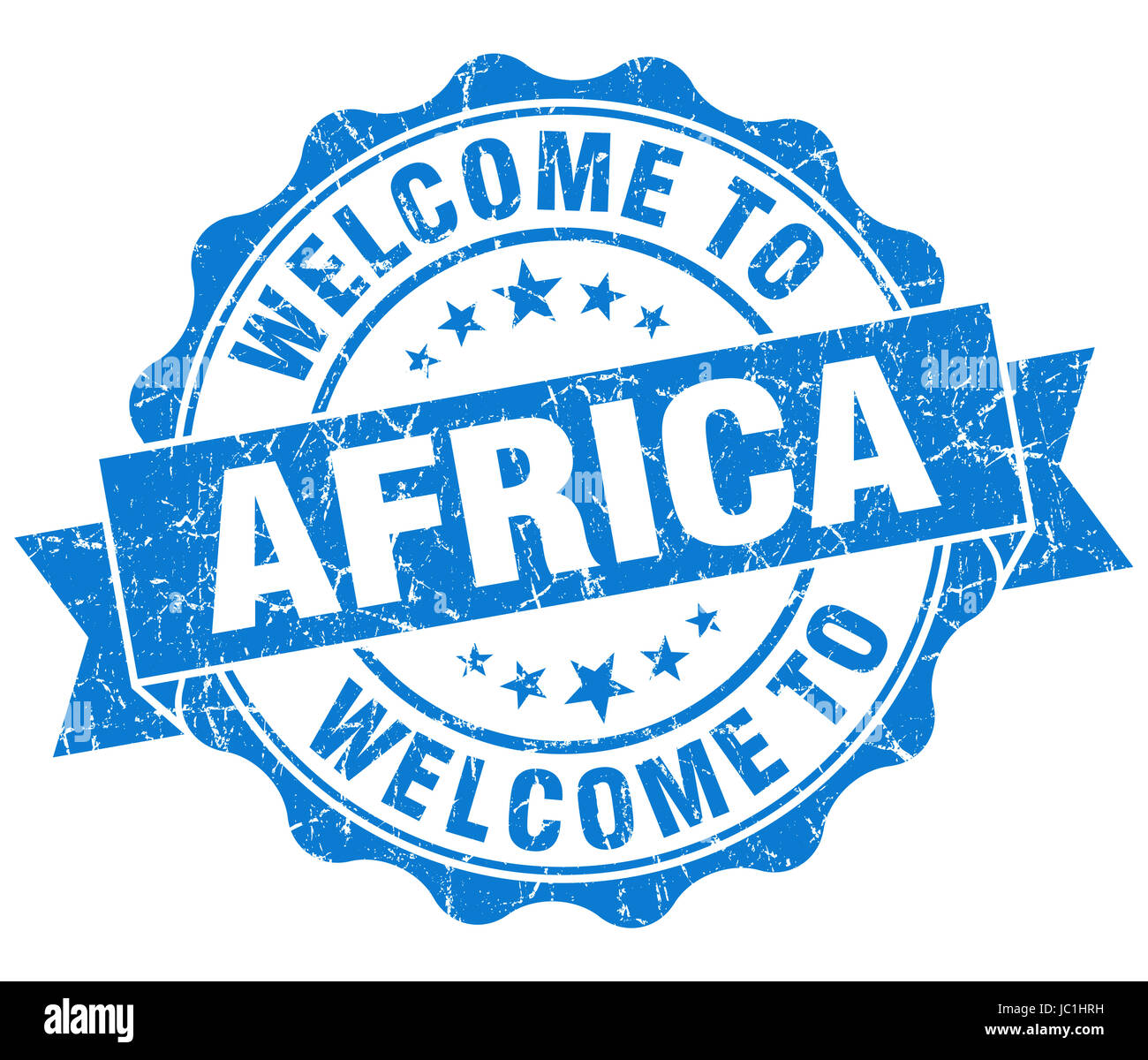 Welcome to Africa blue grungy vintage isolated seal Stock Photo - Alamy